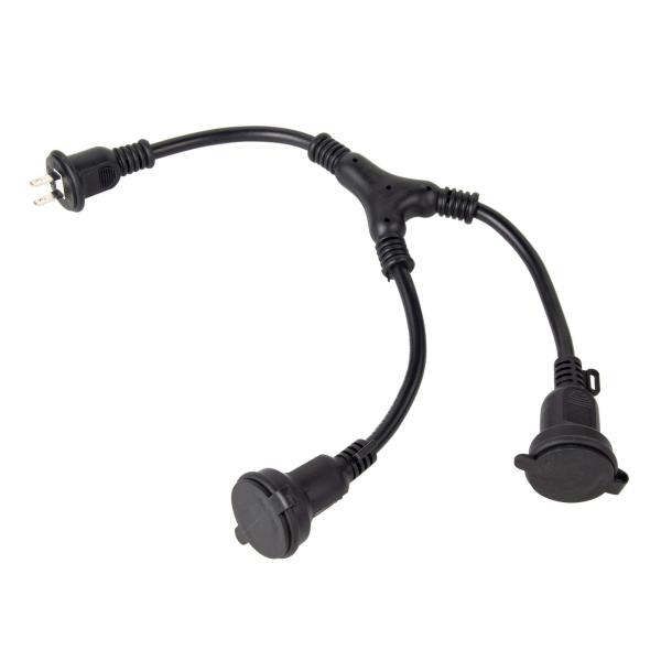 【商品説明】　・125V 15A　合計1500Wまで　・コード：VCT1.25m?×2芯 【電気用品安全法(PSE) 技術基準適合商品】・差込口:2個口 コード長:・耐トラッキングカバー付きプラグ・防雨型 屋外仕様 　本体色：ブラック※未決...