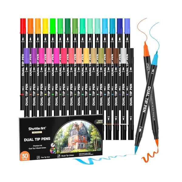 【商品説明】　・【実用的な両用デザイン】カラー筆ペンの両端はブラシのペン先とファインのペン先で書けるようになっています。ブラシ（1-4mm）のペン先は毛筆のような柔らかいタッチで、書道や手紙のあて名書きなどに最適です。筆圧によって、異なる線...