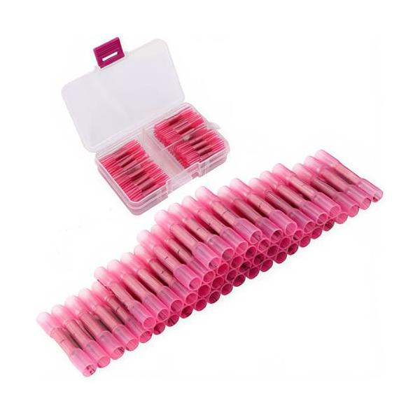 【商品説明】　・★50個入り赤色[22-16 AWG]コネクタ、小型ワイヤスプライスおよびはんだ付け不要の用途、精密な圧着と良好な接触のための二重壁デザインの錫メッキ銅バレル・★すべてのバットコネクタは、使いやすく保管しやすい密封されたプラ...