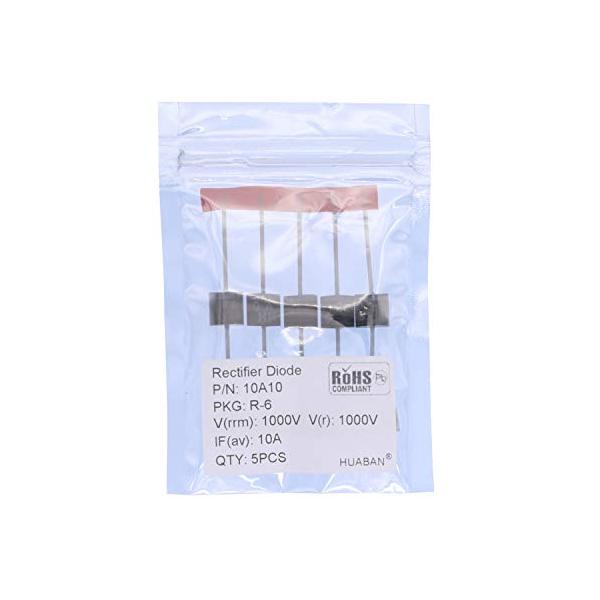 【商品説明】　・V(rrm): 1000V ; V(r): 1000V ; IF(av): 10A・パッケージ数量：5個・製品タイプ：整流ダイオード・部品番号: 10A10・鉛フリー／RoHS対応電子部品 / R-6※未決済で３日経過した場...