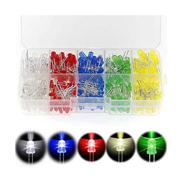 【商品説明】　・【カラー】LEDダイオードキット：各サイズ5色。3mm：20pcs黄、20pcs緑、20pcs青、20pcs赤、20pcs白; 5mm：20pcs黄、20pcs緑、20pcs青、20pcs赤、20pcs白。計200個入。・【...