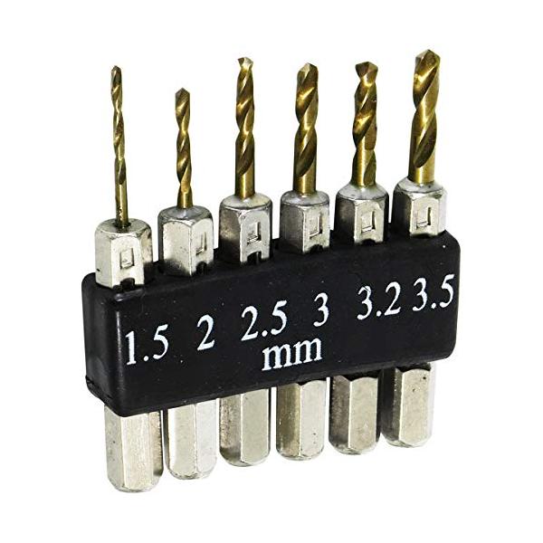 【商品説明】　・1.5mm,2mm,2.5mm,3mm,3.2mm,3.5mm,の6本セットです。・クロスシンニング加工で、穴あけ始めの食い付きがとても良いです。・ステンレス・鉄・胴・アルミなど軽金属・樹脂・木材の穴あけ加工に。・材質:CO...