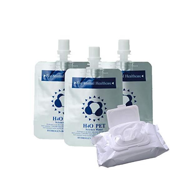 【商品説明】　・ペット用ウェットティッシュ付き＜80枚入り＞　2002年より販売を開始した当店は、今までたくさんのお客様より感謝のお声を頂戴しました。H4Oとは、水（H2O）に水素（H2）を溶存させた水です。 水素結合水H4Oの学術名称は「...