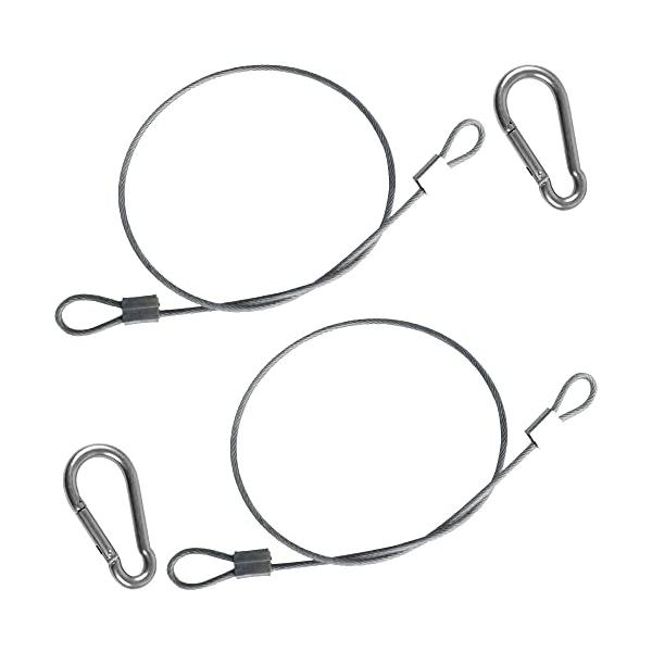 【商品説明】　・【使用簡単】ワンタッチフック付で取り付け簡単、手間が省けます。サイクリング 、ハンモック、キャンプ、ハイキングなどのアウトドア用品としてもお使い頂ける優れものです。・【内容仕様】ワイヤーロープが2本入り；材料：ステンレス鋼；...