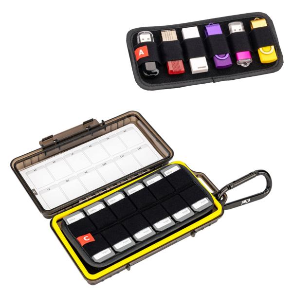 【商品説明】　・【内部保護】：特別なデザインにより中にUSBメモリとメモリーカードの安全を守り、弾力性を持つ収納ポケットが外部からの衝撃と振動を効果的に緩和します。・【収納容量】:USBメモリx12本と SD/スイッチソフト/PSV/CFe...