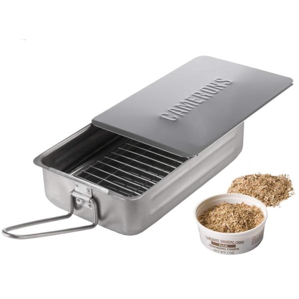 【商品説明】　・サイズ　使用時：17.5×42.5×7ｃｍ、収納時：17.5×30×7ｃｍ・内容：本体、ウッドチップ155ml ×1 （※ウッドチップは選べません）、日本語説明書・素材：ステンレス・網からフタまでの高さ：約4.5cm（ウッド...