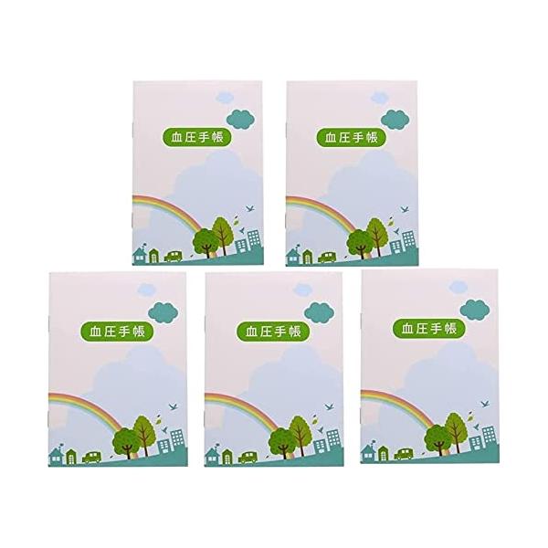 【商品説明】　・1冊あたり1週間1ページ、30週分の血圧を記録することが出来ます。・1日2回の血圧が記録できます。・こちらの商品は5冊で1セットになっています。　・サイズ：横105mm×縦148mm（A6サイズ）・数値のみを記入するとてもシ...