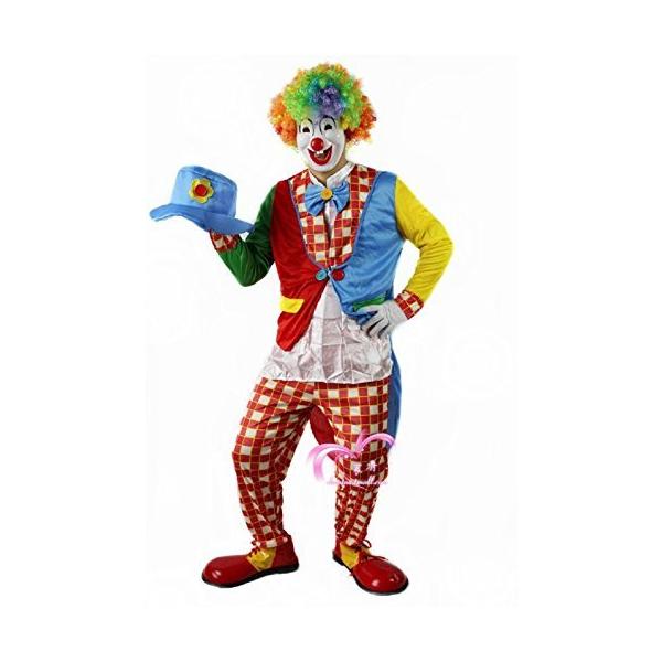 【商品説明】　・ハロウィンや仮装にインパクト大のピエロ衣装セットです！・内容：服、手袋、帽子、マスク、レインボーアフロ　(※靴は付属しません。)・身長目安：160から175ｃｍ　(男女兼用のフリーサイズ)※未決済で３日経過した場合は、ご案内...