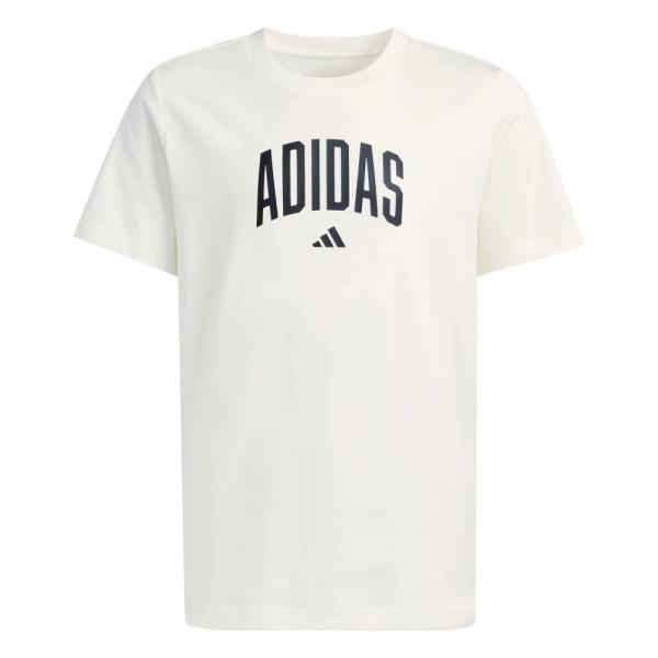 このジュニア用のアディダス グラフィック Tシャツを着て、一味違うスタイルを表現しよう。ソフトなシングルジャージーは、着た瞬間から心地よい。胸元の大胆なカレッジ風のデザインがアディダスの誇りを示し、チームスピリットを輝かせる。※掲載画像の仕...