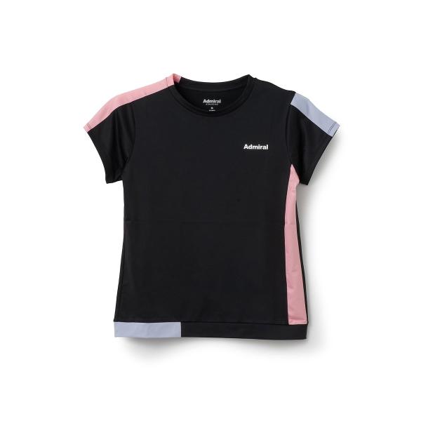 無地ベースにカラーを散りばめた遊び心のあるアシンメトリー切替デザインのTシャツ。ソフトな風合いで上品な光沢のある細畝のカットソー素材。アドミラル ADMIRAL カラーアソートブロッキングTEE ラケットスポーツ レディースアパレル レディ...