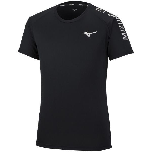 MIZUNO VBロゴを左袖に配置したBasicデザイン半袖Tシャツ。ミズノ MIZUNO BASICプラクティスシャツ バレーボール 半袖プラクティスシャツ ブラック V2MA253209
