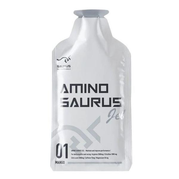 【コメント】AMINO SAURUS/アミノサウルスのマンゴージェルは、アミノ酸、マグネシウム、カフェインをレース中に素早く摂れるハイブリットエナジージェル。新世代アミノ酸であるアルギニン×シトルリンに加え、クエン酸、ミネラル、さらには持久...