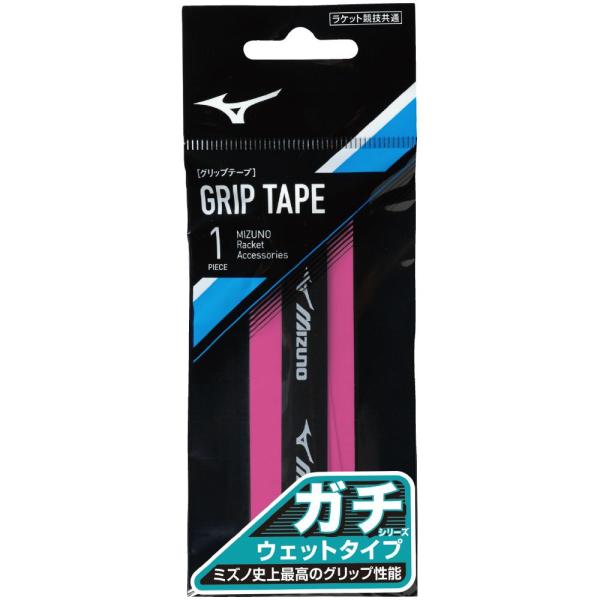 ミズノ史上 最 高 のグリップ性を持った定番モデル。　ウェットタイプ。　カラー64:ピンク　製品サイズ厚み0.6x幅25x長さ1200mm　素材・製法ポリウレタン、ポリエステルミズノ MIZUNO ガチグリップウエットタイプ ラケットスポー...
