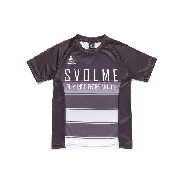 -スボルメ SVOLME JrボーダーFBTRトップ25SDGBLACK サッカー ジュニア半袖プラクティスシャツ ジュニア BLACK 1251-36900