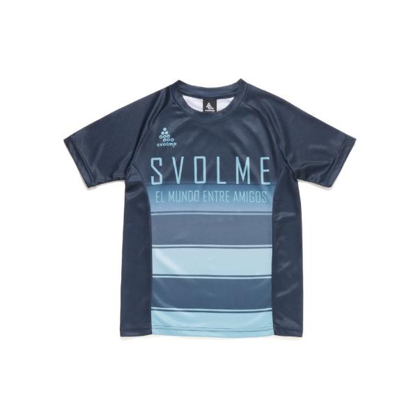 -スボルメ SVOLME JrボーダーFBTRトップ25SDGNAVY サッカー ジュニア半袖プラクティスシャツ ジュニア NAVY 1251-36900