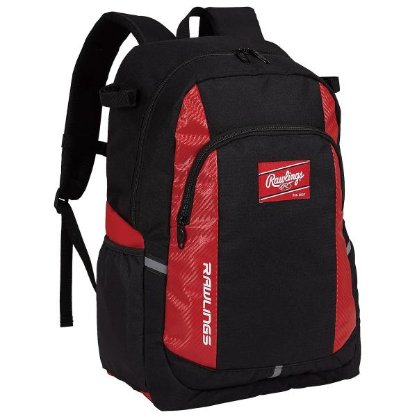 33L容量でバット2本収納可能なジュニア用バックパック。★チェストベルトあり★バット収納2本（突き出し袋タイプ）★サブポケット収納★本体内部に吊りポケット★再帰反射テープローリングス Rawlings ジュニアバックパック 33L ブラック...