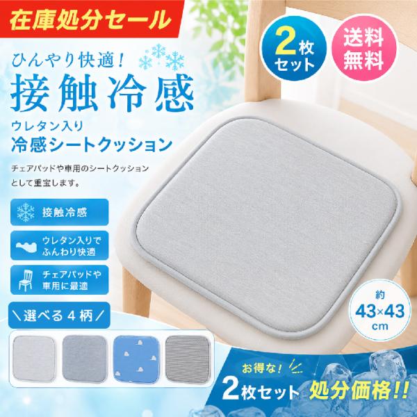〇サイズ約43×43cm(同柄2枚セット)※商品の実寸サイズには個体差があり、±数cm程度の差違がある場合がございます。〇素材表：ポリエステル80%、ナイロン20%中：ウレタンフォーム裏：ポリエステル100%〇仕様・さらっとひんやり接触冷感...