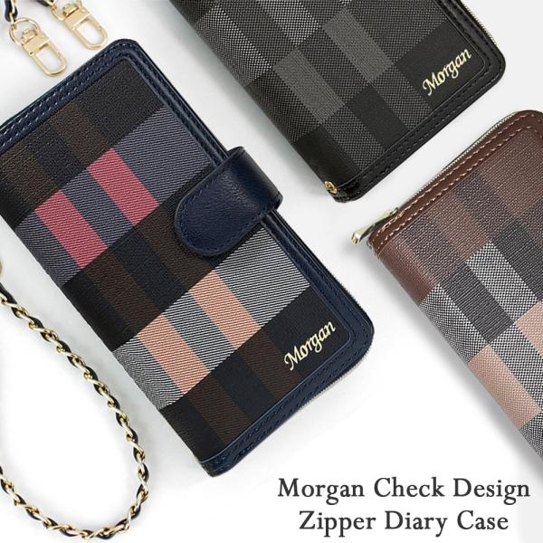 シャープ aquos ファスナー付き モーガンチェック 手帳型ケース docomo au SoftBank simフリー対応機種AQUOSZETA AQUOSSERIE AQUOSXx3 AQUOSUSHV35 AQUOSEVER AQUO...