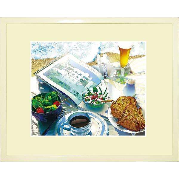 新品 鈴木英人 ビーチブランチ 現代アート 額装付き 壁掛け 絵画 インテリア絵 額装サイズ約53x43cm オフセット