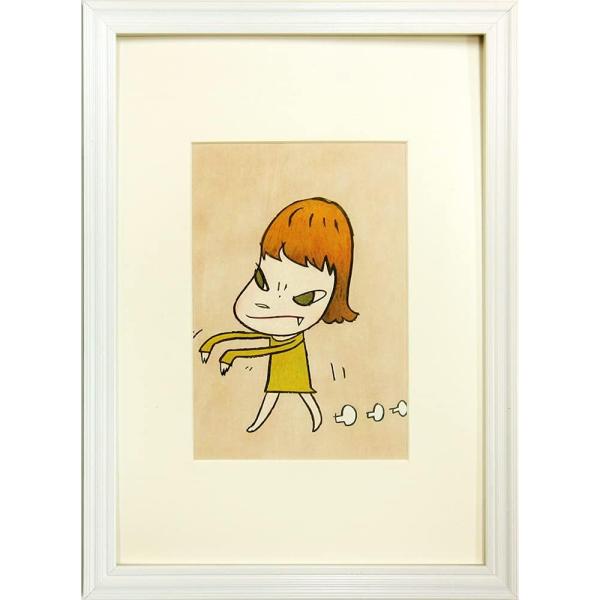 新品 奈良美智 壁掛け 絵画 現代アート 絵 額装付き アートプリント オフセット額装サイズ 33x24cm アートポスター 額入り Walk on