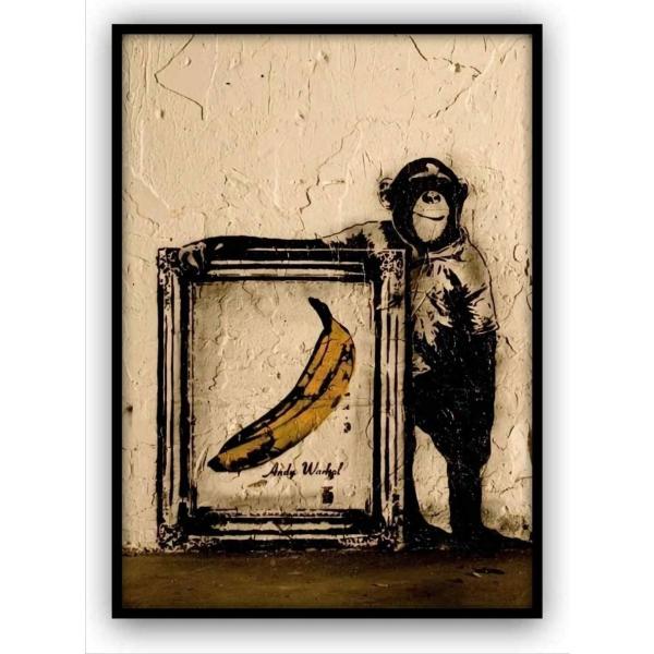 新品 アートパネル アートポスター バンクシー 絵 現代アート 壁掛けインテリア 絵画 A4サイズ 額装サイズ218mm×305mm 額装付き 額入り バナナ