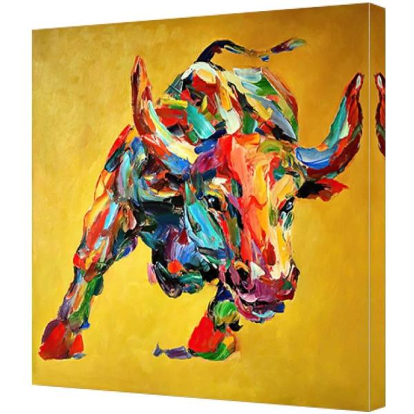 アートパネル 40cmx40cm キャンバス画 絵画 キャンバス 壁掛けインテリア 新品 現代アート 牛 闘牛 開運