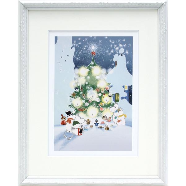 ムーミン クリスマス 絵画 絵 額入り 額装付き 壁掛け 北欧 お洒落インテリア アートポスター Xmas プレゼント クリスマスツリー額のサイズ 360mm×290mm届いてすぐに飾れます！
