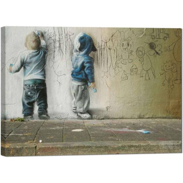 新品 アートパネル アートポスター バンクシー キャンバス画 絵 現代アート 壁掛けインテリア 絵画 40x30cm キャンバス 子供の落書き