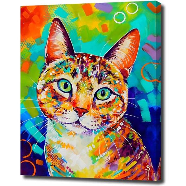 大きいサイズ 可愛い 猫 ネコ ねこ アートパネル 壁掛け 木枠 キャンバスキャンバス画 絵 アートポスター インテリア 現代アート 絵画約50x70cm
