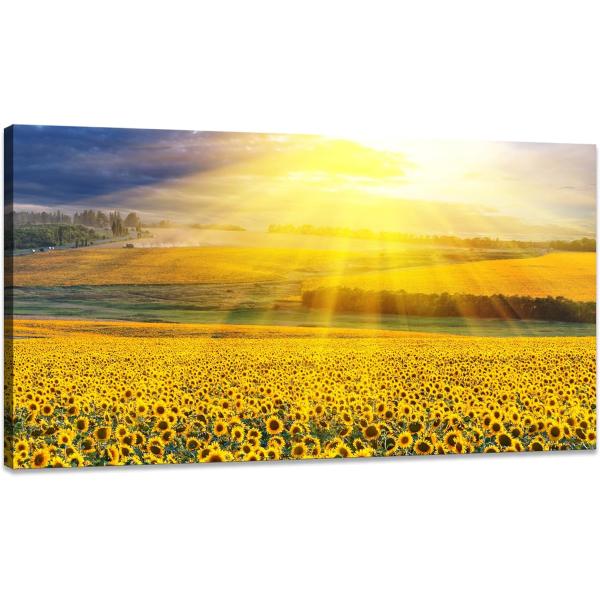 大きいサイズ アートパネル ひまわり 向日葵 ヒマワリ 壁掛け木枠 アートポスター キャンバス画 インテリア キャンバス 夏 新品40x80cm