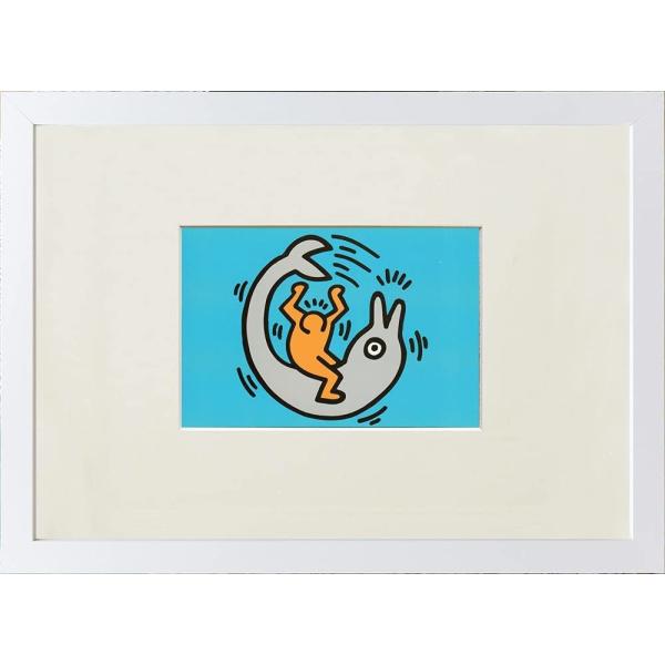 新品 キース・ヘリング アートポスター キースヘリング 絵 現代アート 壁掛けキース ヘリング 絵画 オフセット 額装付き 額入り イルカ額サイズ：23.8ｘ33.0cm