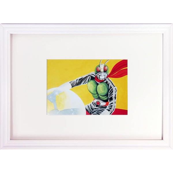 入手困難 石ノ森章太郎 仮面ライダー 額入り 額装付き 壁掛けインテリア 絵画 絵 コレクター THE WIND BLOW アート プレゼント額装サイズ約31.8 x 23.2cm
