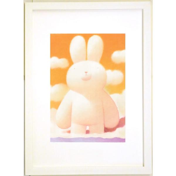 現代アート 額装付き 額入り 壁掛け 絵画 可愛い お洒落インテリア 絵 渡辺宏 幸福 開運 プレゼント アートポスター うさぎ額のサイズ 約53x43cm