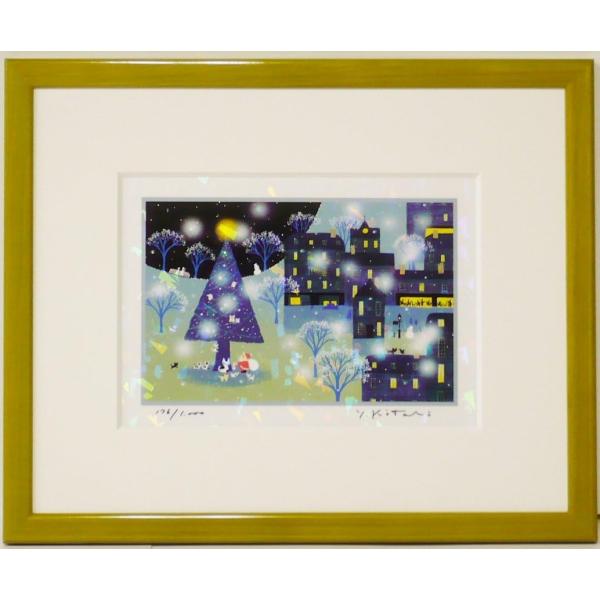 ネコとサンタクロース クリスマス Xmas 絵画 絵 額入り 額装付き 壁掛けアートプリント プリント版画 新品 プレゼント 現代アート額サイズ約22x27cm