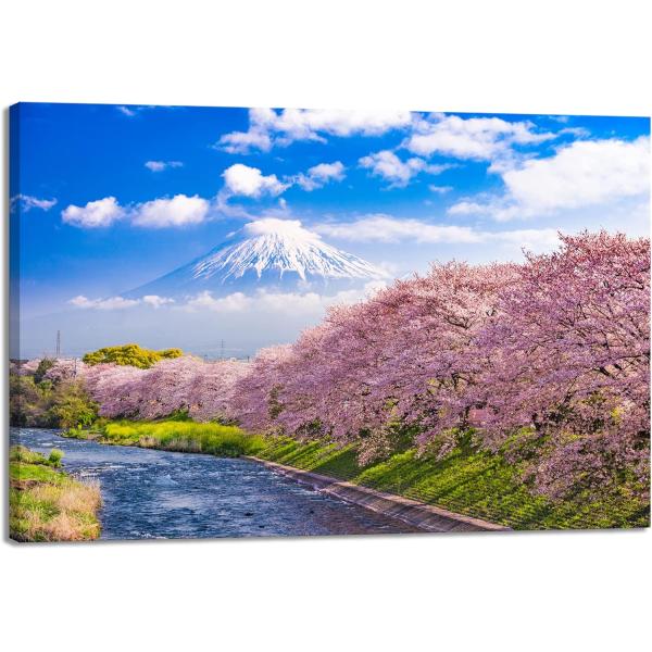 大きいサイズ 開運 富士山 桜 アートパネル 絵画 キャンバス キャンバス画木枠 壁掛け 絵 アート アートポスター インテリア プレゼント40x60cm