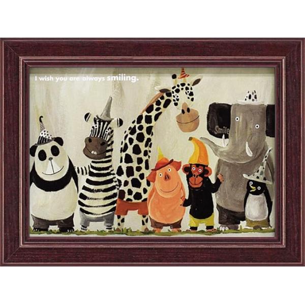 アートフレーム 現代アート 新品 アートパネル 額装付き 額入り絵画 インテリア プレゼント パンダ キリン 象 ペンギン 動物 絵 シマウマ額装サイズ18x13.5cm