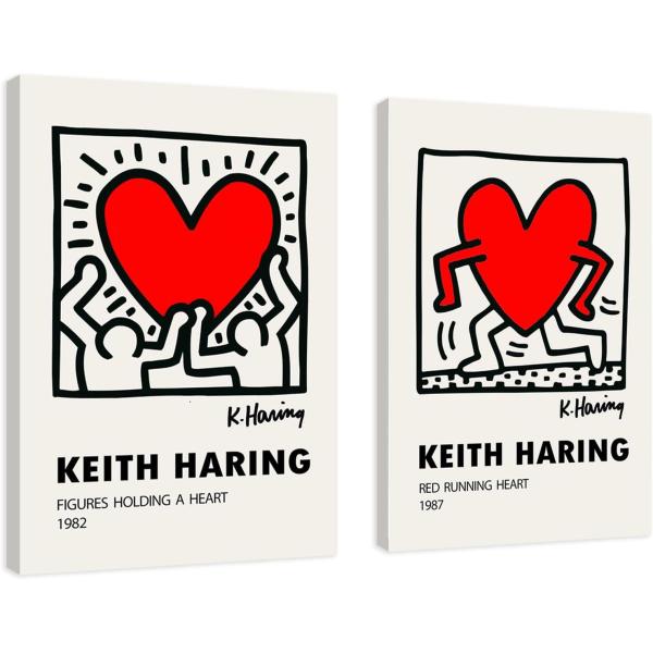 キース・ヘリング アートパネル キャンバス 壁掛け 木枠インテリア 絵画 絵 現代アート キース ヘリング アートポスター30x20cmの2枚セットです