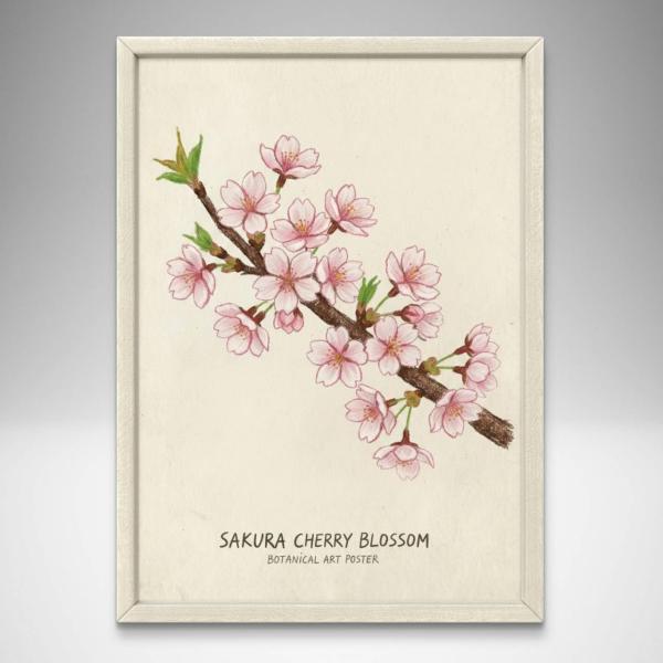 桜の絵 額入り A4サイズ 壁掛け 額付き アートポスター アートパネル現代アート お洒落 桜 絵画 絵 北欧 インテリア アートフレーム額は画像と異なる場合があります