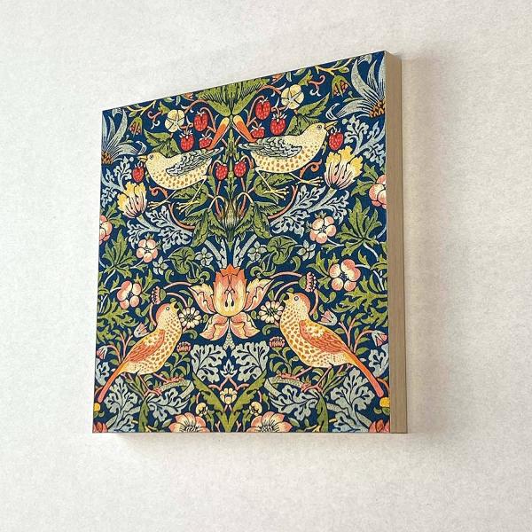 ウィリアム・モリス アートパネル 壁掛け 木枠 現代アート ウィリアム モリスキャンバス画 絵画 アート インテリア 絵 いちご泥棒サイズ約23x23cm