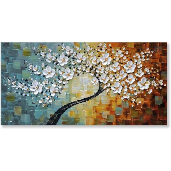 大きいサイズ 手描き 肉筆 現代アート インテリア 絵 絵画 壁掛け 花 アートパネル油絵 花の絵 風景画 アート 新品 90x45cm