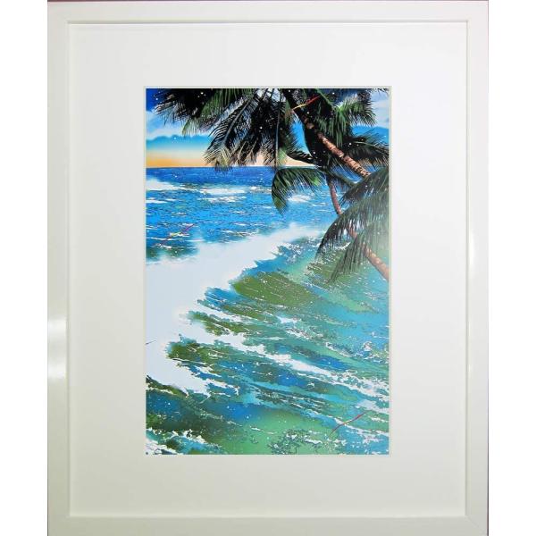 新品 鈴木英人 いつか海に帰る日 現代アート 額装付き 壁掛け絵画 インテリア 絵 53x43cm オフセット 夏 海