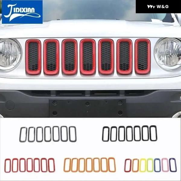 ABS製 車 外装 インサート トリム フロント グリル カバー デコレーション ステッカー ジープ レネゲード 2015-2018 カー スタイリング カスタムパーツ アクセサリー 交換用部品Hign-concerned Chemical...