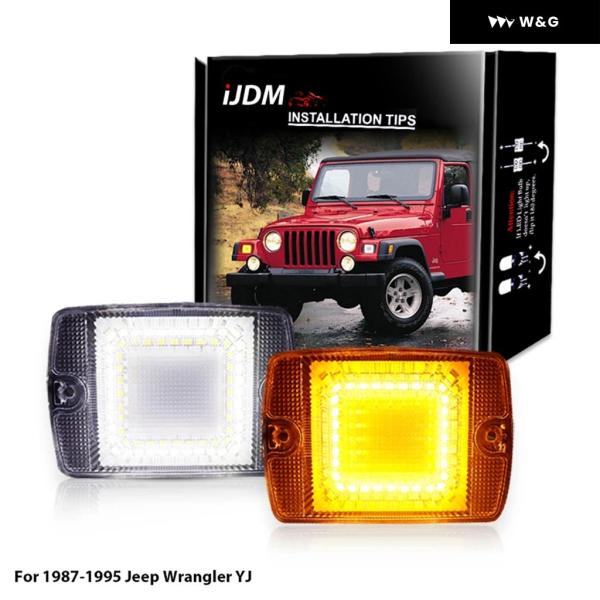 フロント バンパー スイッチバック ホワイト アンバー 3156 LED ジープ ラングラー YJ デイタイム ランニングライト ウィンカーライト 1987-1995 12V カスタムパーツ アクセサリー 交換用部品Hign-concern...