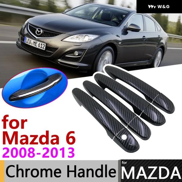 ブラックカーボン ドアハンドル カバー マツダ 6 GH1 アテンザ 2008~2013 2010 2011 2012 カーアクセサリー ステッカー トリム セット クローム カスタムパーツ アクセサリー 交換用部品Hign-concern...