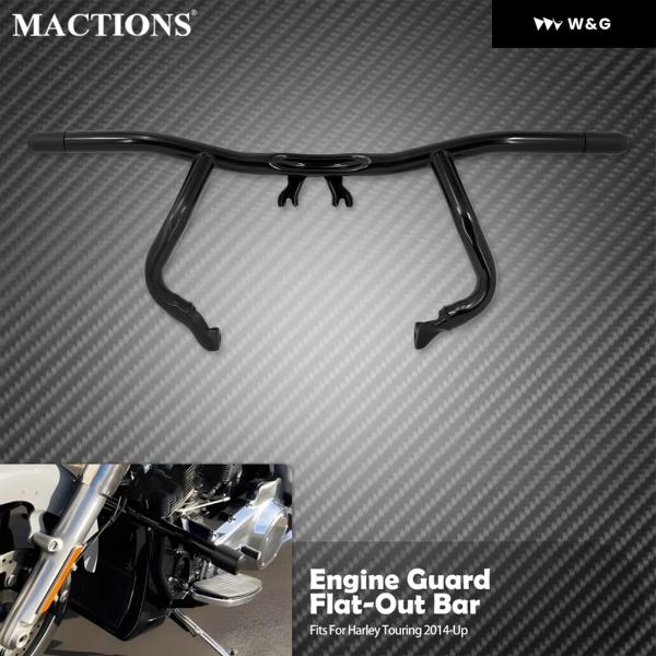 オートバイ バイク エンジン ガード クラッシュ バー フロントフラットアウトバー ハーレー ツーリング2014年以降エレクトラストリート ロードグライド ロードキング FLHR カスタムパーツ アクセサリー 交換用部品Hign-conce...