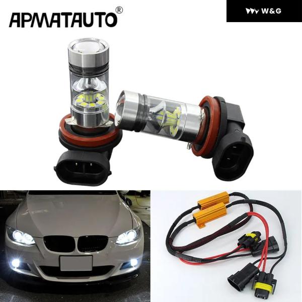 2X H11 LED 電球 100W フォグランプ BMW E71 X6 M E70 X5 E83 F25 X3 2004 E53 X5 2003 - 2006 E90 325 328 335I 用 カスタムパーツ アクセサリー 交換用部品...