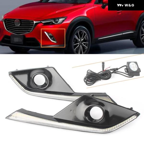 2個 オートLED DRL デイタイム ランニングライト フォグランプ ホワイトライト マツダ CX-3 CX3 2016 2017 2018 DC 12V カスタムパーツ アクセサリー 交換用部品Hign-concerned Chemic...