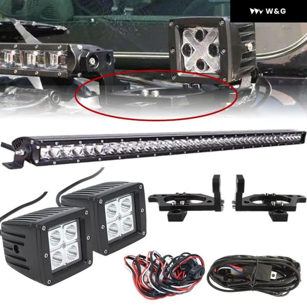 ジープ ラングラー JL 2018-21 2/4ドア用 42インチ フード LED ライトバー マウント ブラケット ワーク フォグランプ 2個付き カスタムパーツ アクセサリー 交換用部品Hign-concerned Chemical:N...