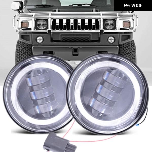 2003-2009 ハマー H2 LED フォグランプ DRL ホワイト ハローリング 4インチ 30W RECAR アクセサリー カスタムパーツ アクセサリー 交換用部品Voltage:12 VSpecial Features:White...