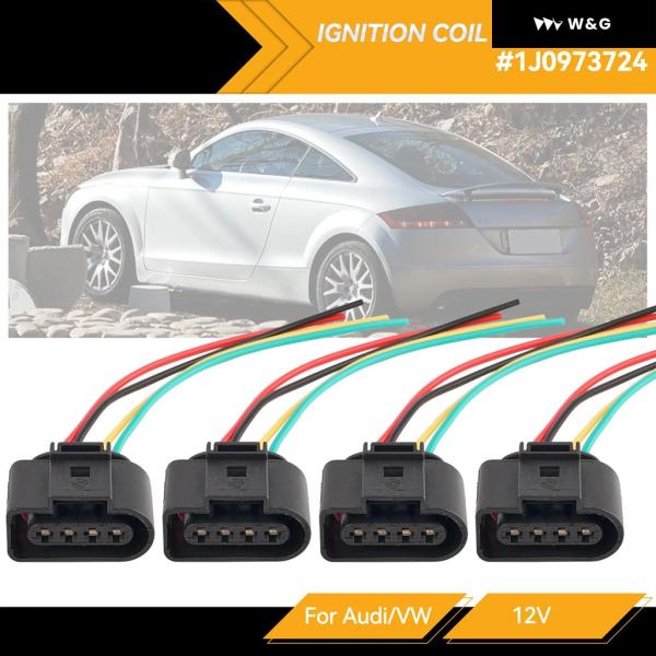 4PCS 4線式 イグニッション コイルリペアコネクタ ピグテール ハーネス 配線 1J0973724 VW MK5 MK6 ジェッタ ラビット ゴルフ アウディ A4 シュコダ シート カスタムパーツ アクセサリー 交換用部品Hign-c...